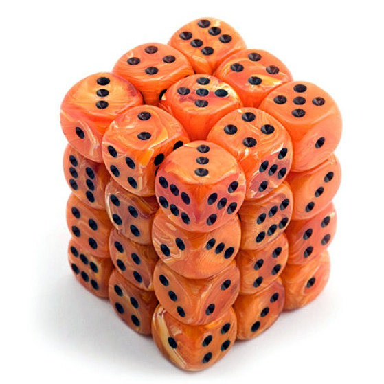 Chessex - Vortex 12mm d6 Orange/black Dice Block (36 dice) - Geek Culture