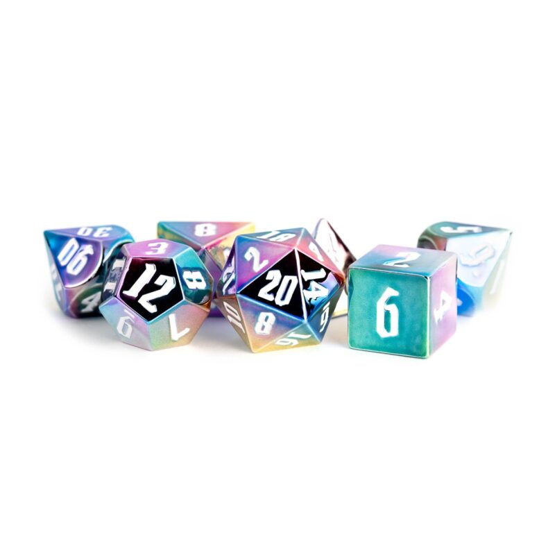MDG - Rainbow Aegis Dice: White Numbers - Geek Culture