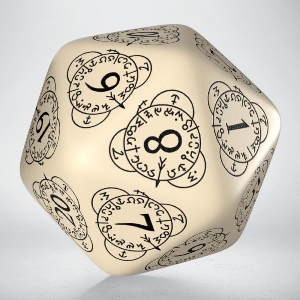 QW - D20 Level Counter Beige & black Die - Geek Culture
